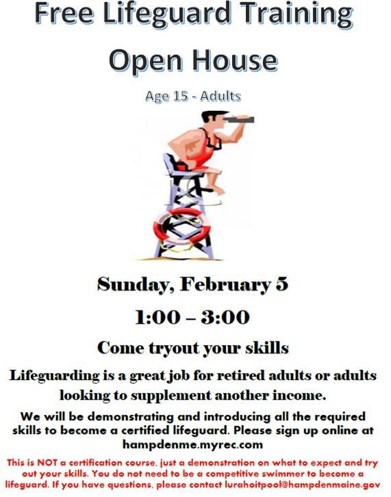 Hampden Recreation Department and Lura Hoit Memorial Pool: Lifeguard ...